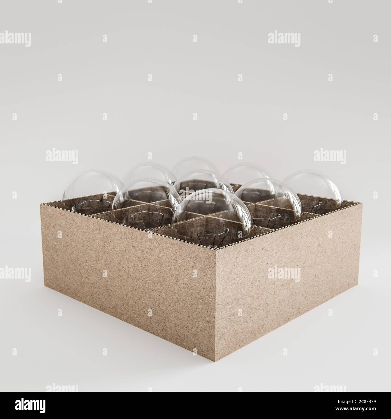 light bulbs in a box isolated on white background 3d illustration Stock ...