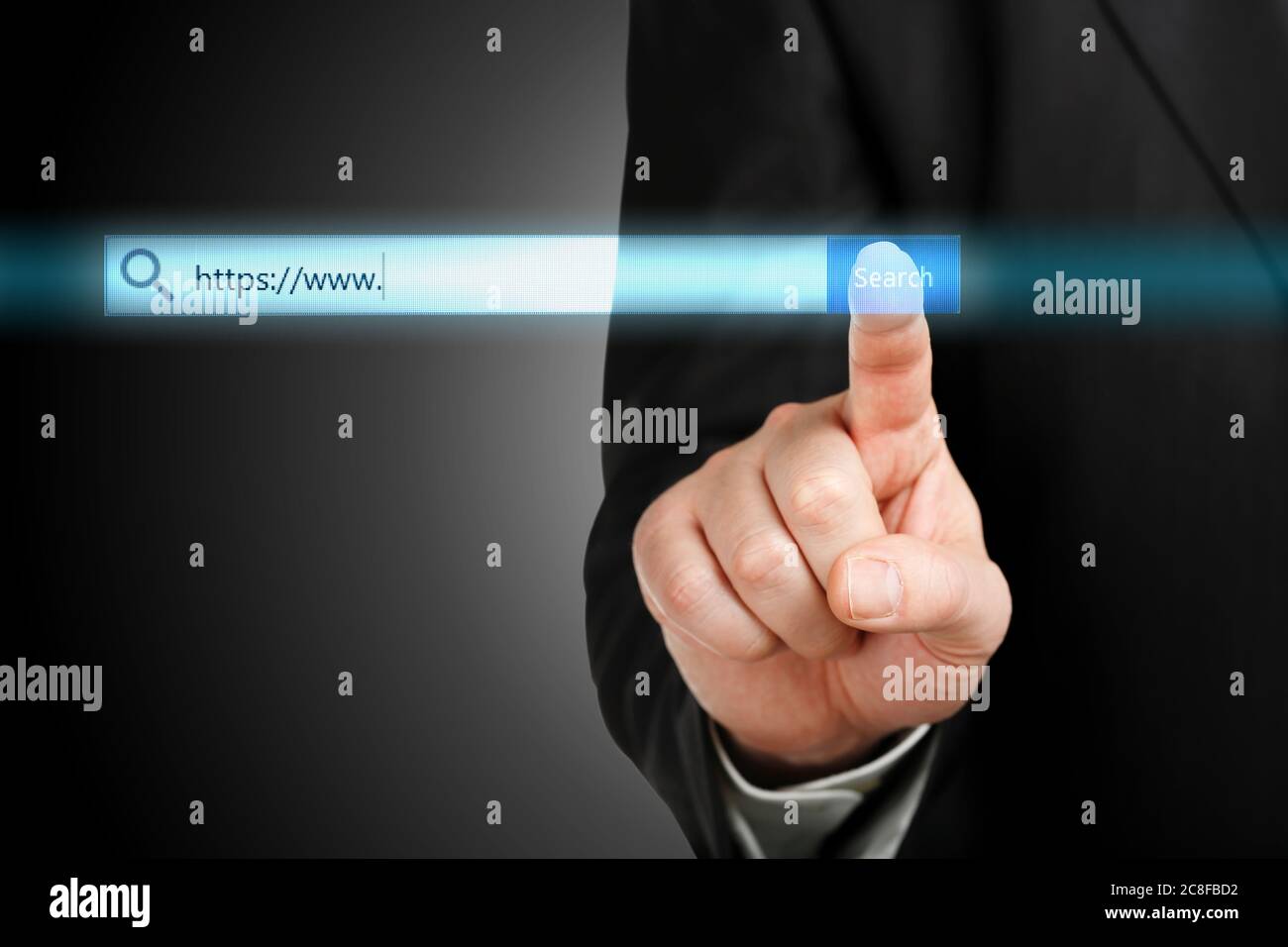 male hand pressing an internet search bar, internet concept Stock Photo ...