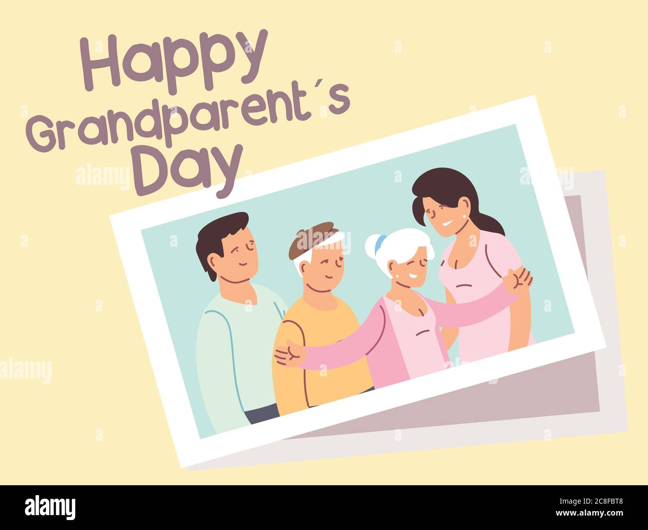 happy grandparents day poster with photo of happy family vector ...