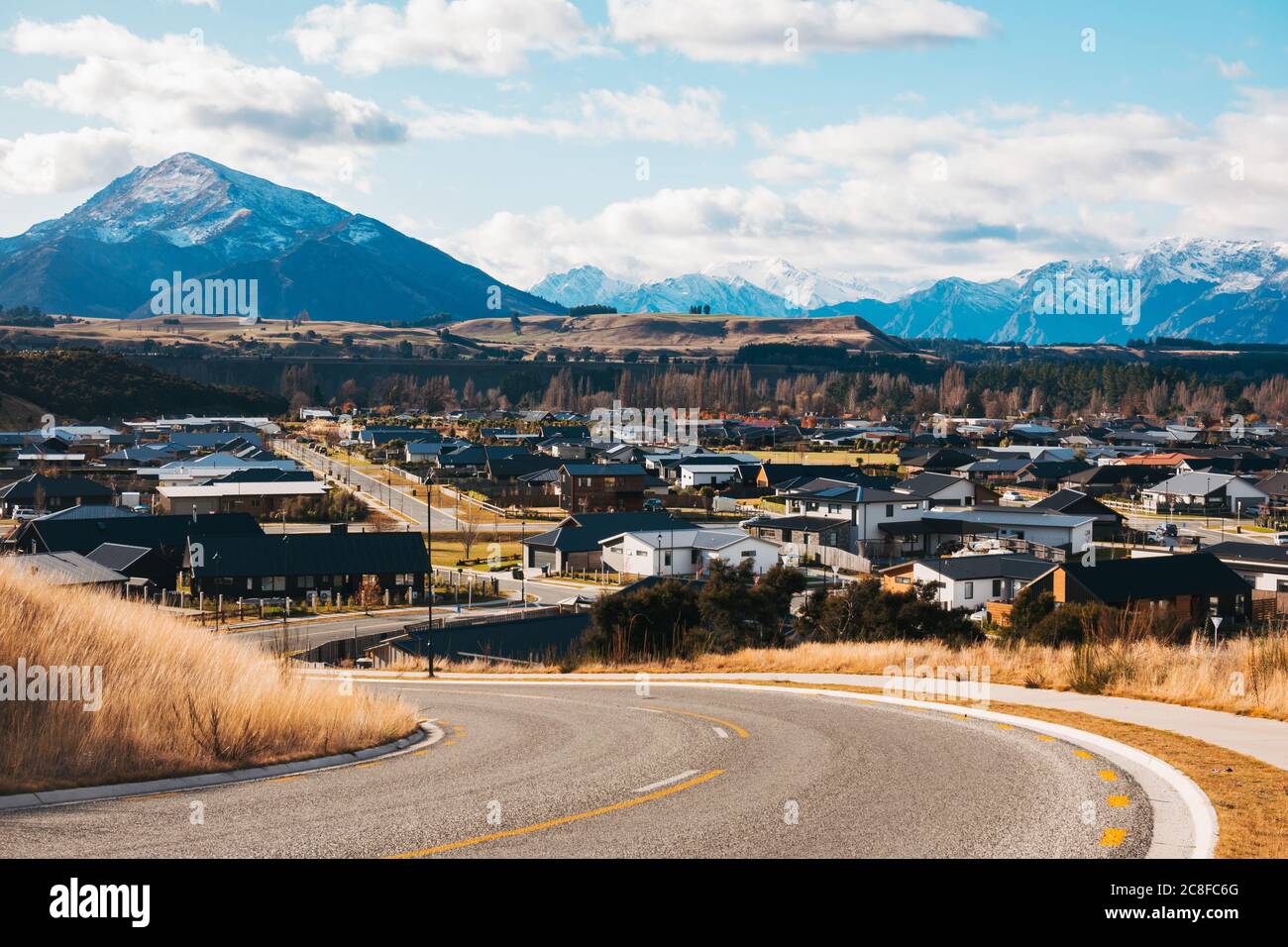 A residential street in Albert Town, a booming development near Wanaka ...