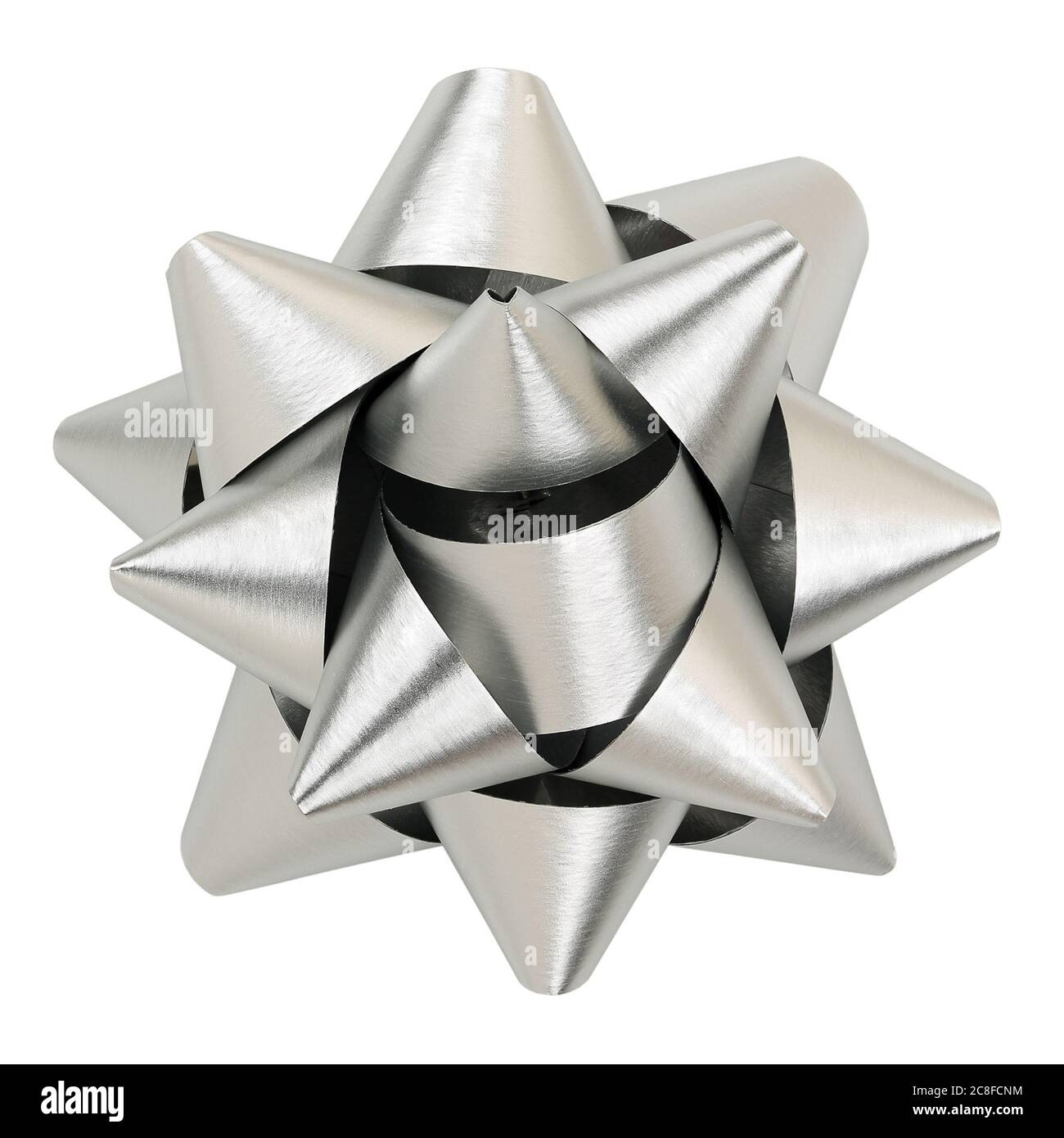 silver ribbon bow isolated on white background Stock Photo - Alamy