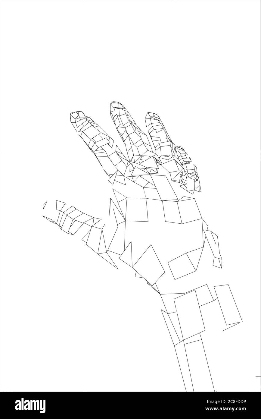 Outline human hand. Wire-frame style Stock Photo - Alamy