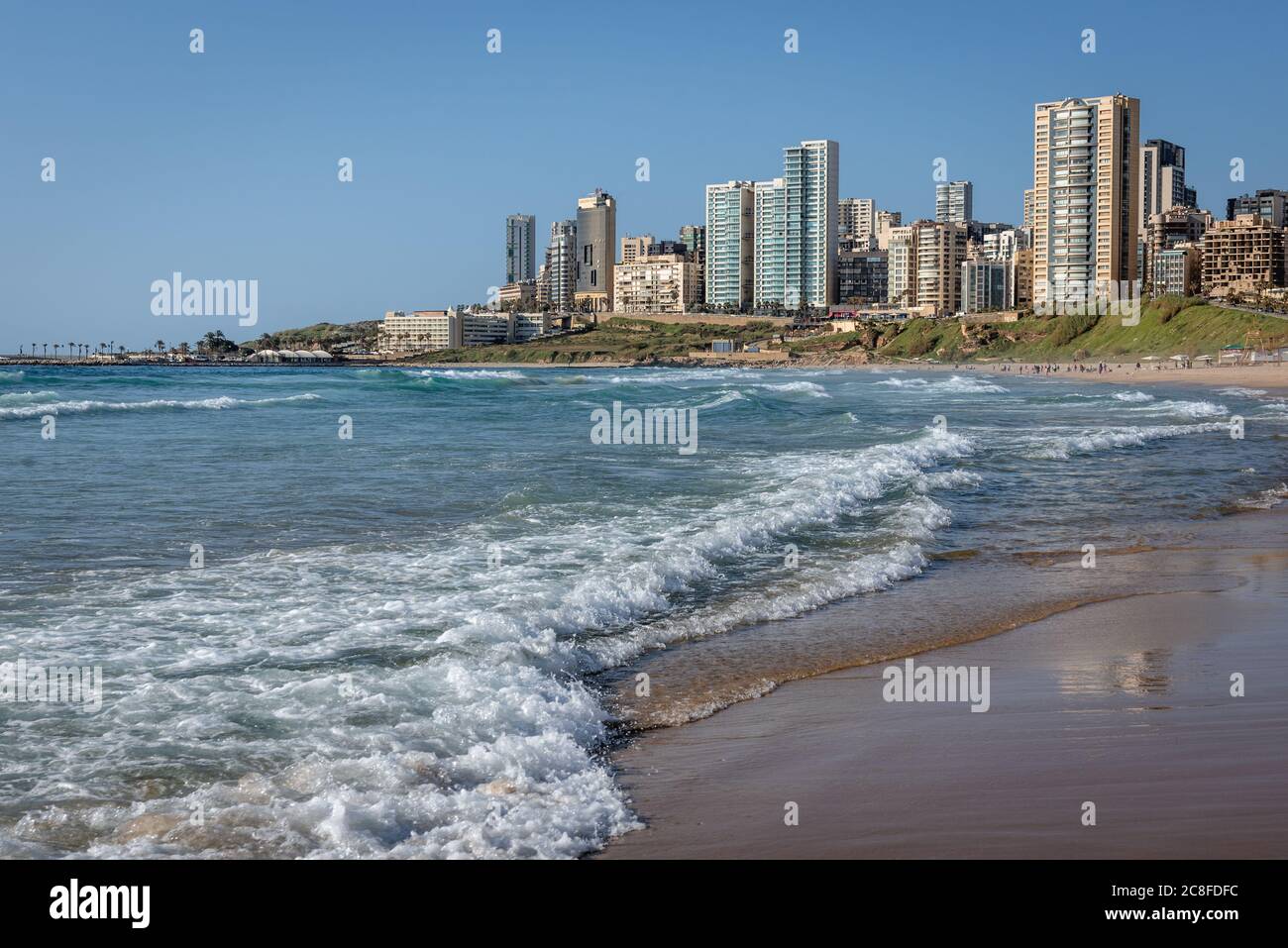 View from Ramlet al Baida public beach situated along the southern end ...