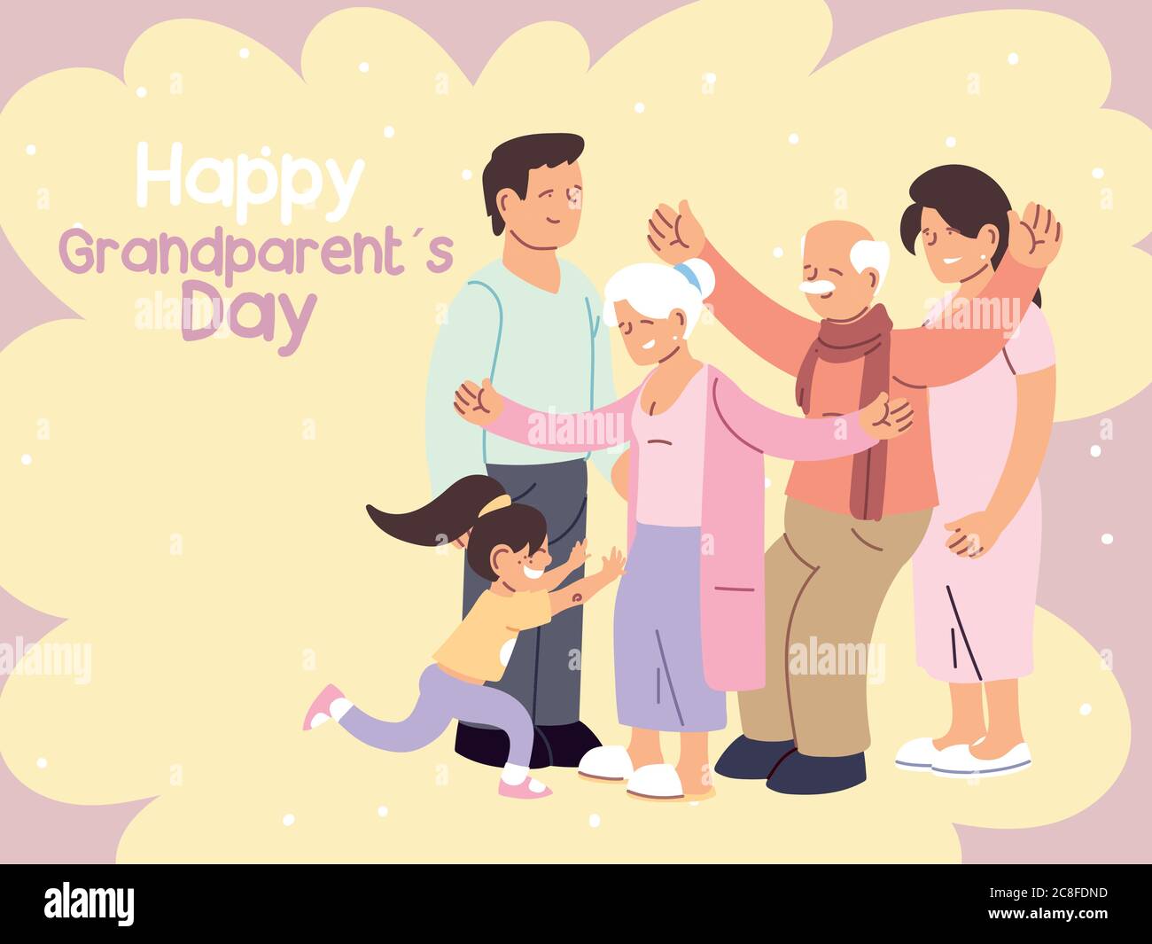 happy family, parents, grandparents and child celebrating grandparents ...