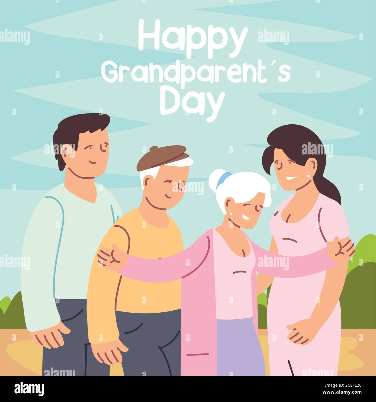 happy family, granddaughter, grandson and grandparents celebrating ...