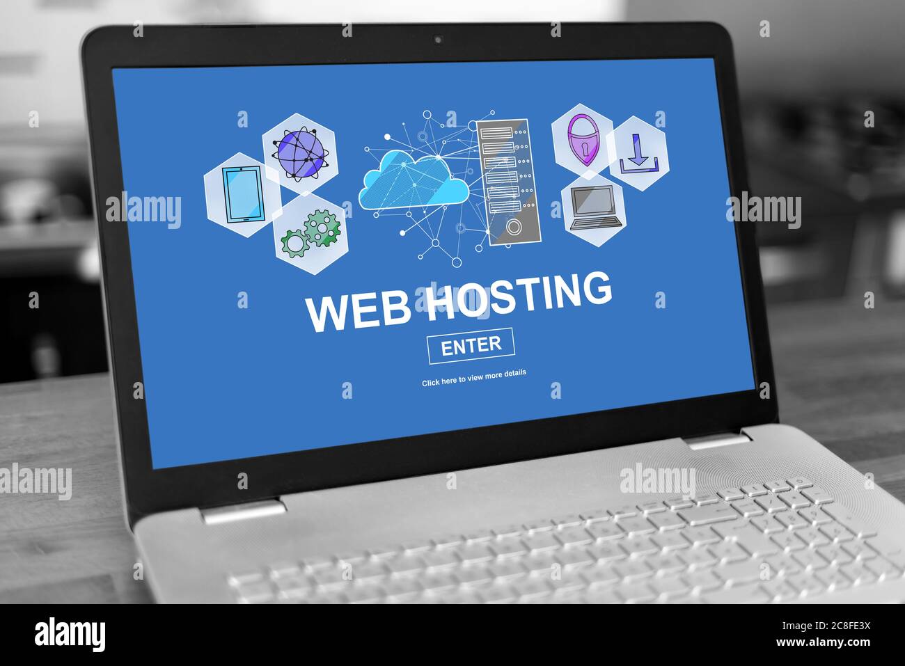 Laptop screen with hosting concept Stock Photo - Alamy