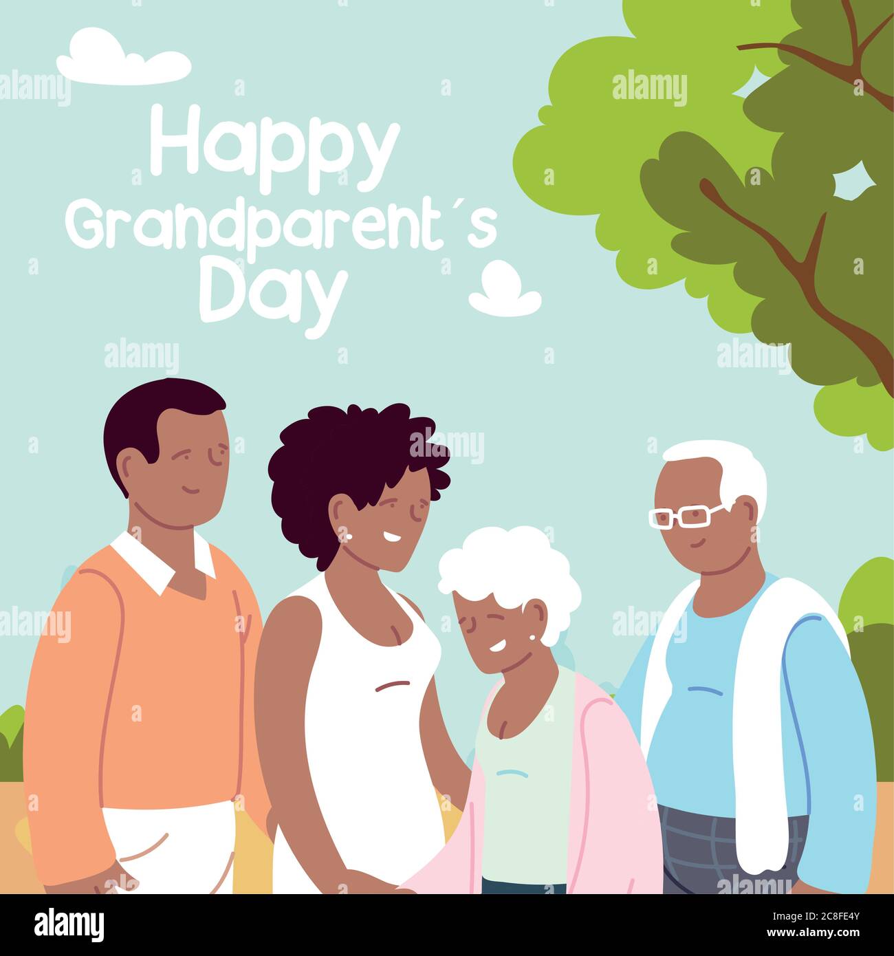happy family, granddaughter, grandson and grandparents celebrating ...