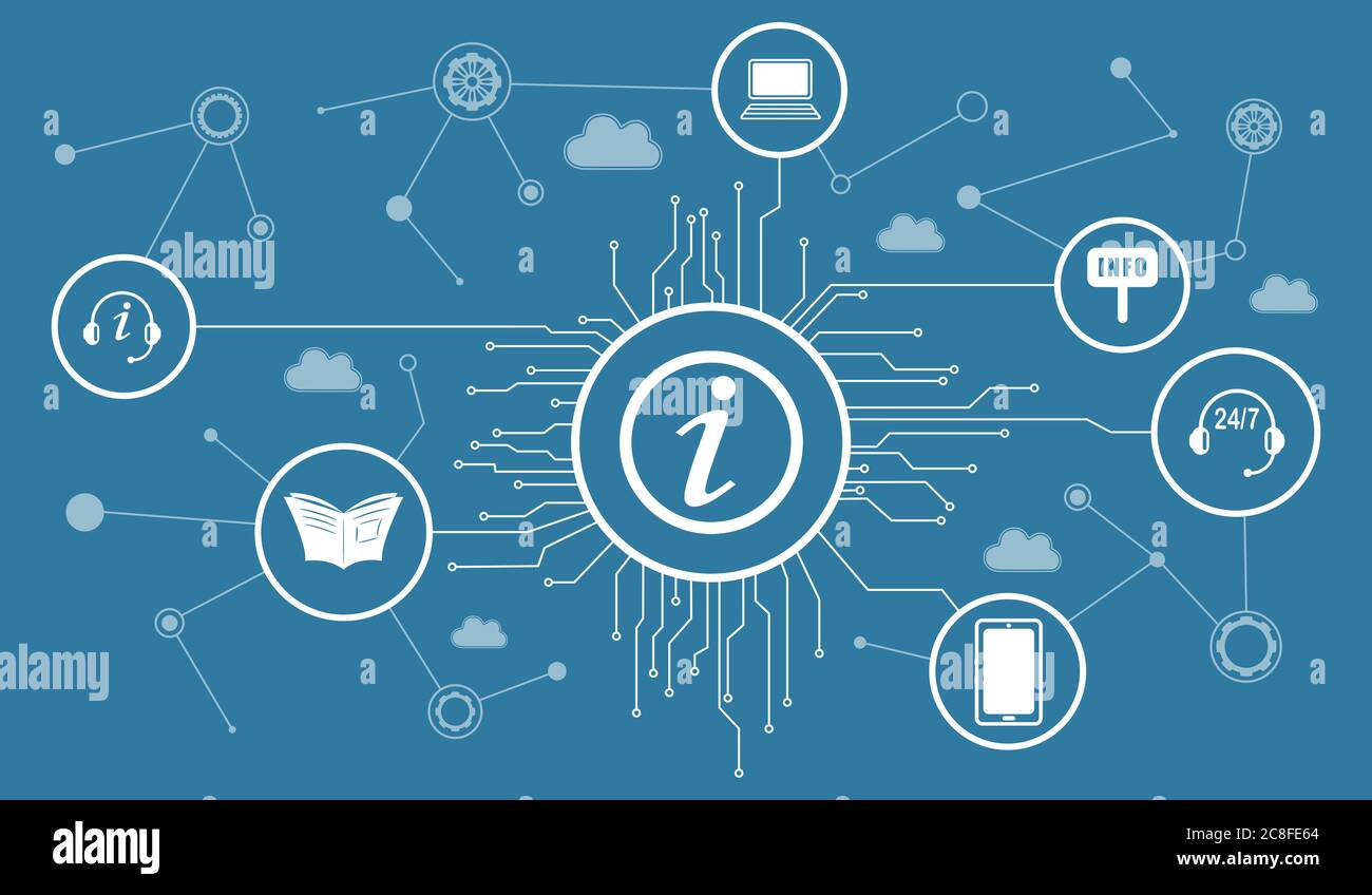 Concept of information with connected icons Stock Photo - Alamy