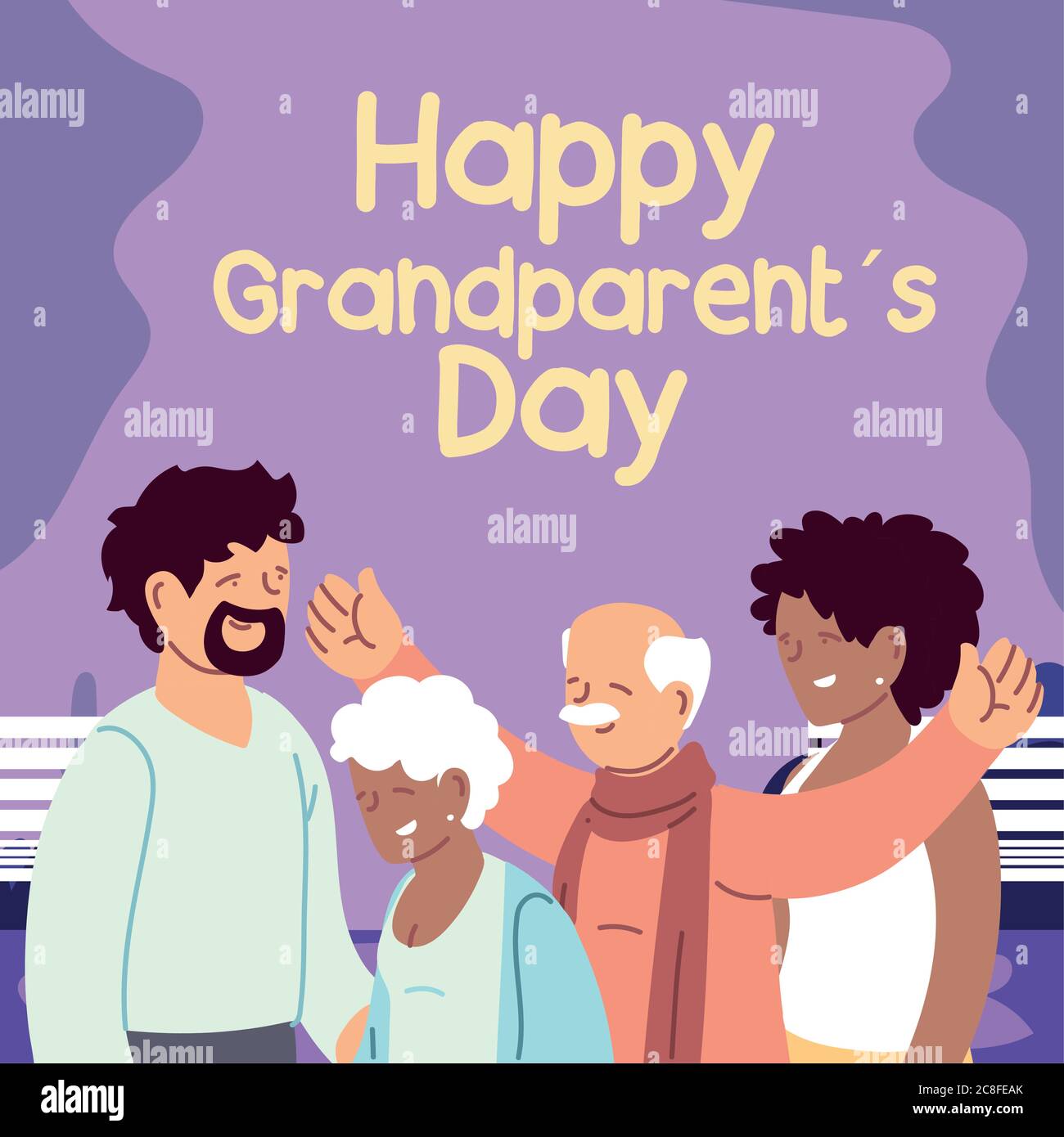 happy family, granddaughter, grandson and grandparents celebrating ...