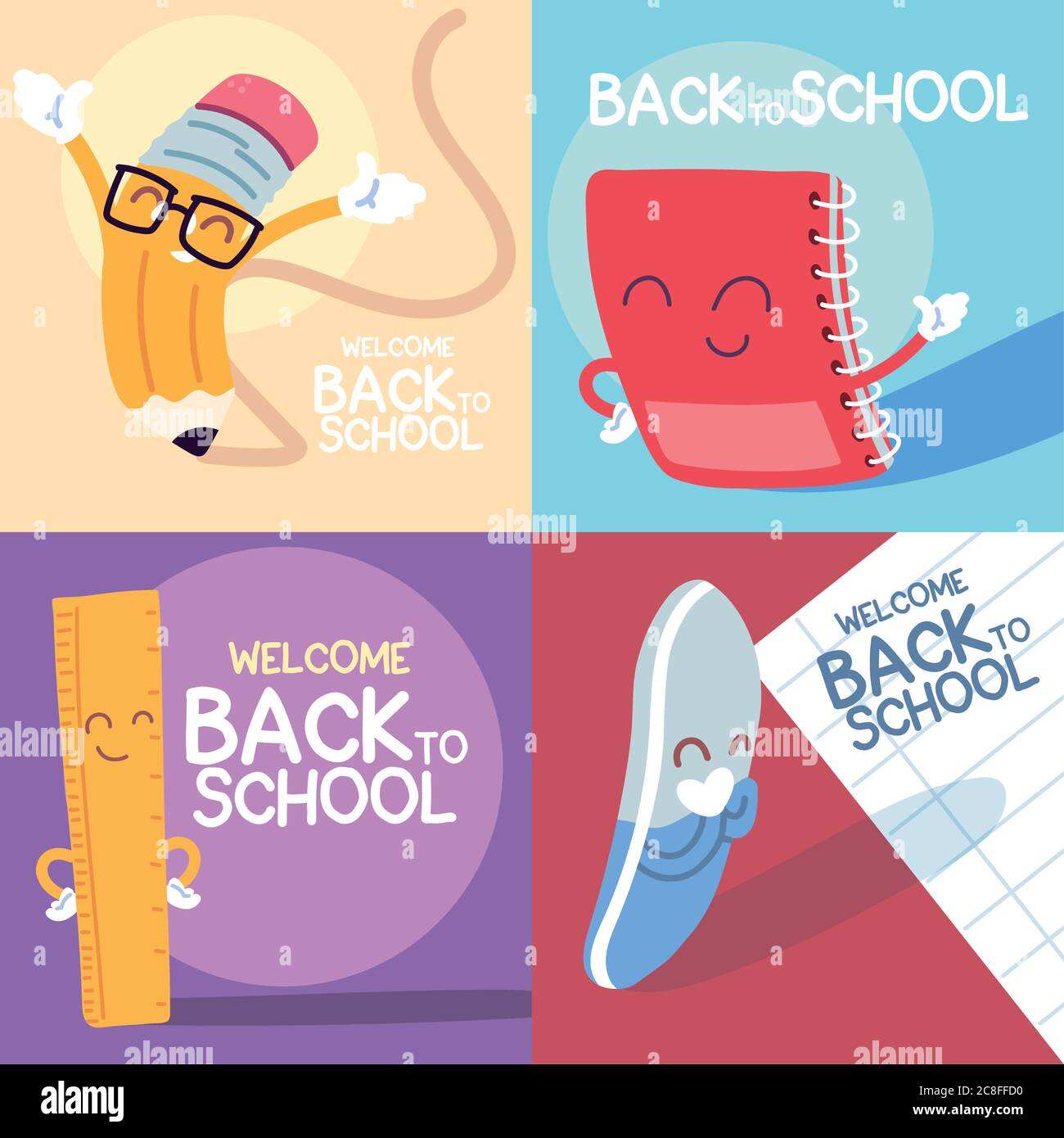 set of banners back to school vector illustration design Stock Vector ...