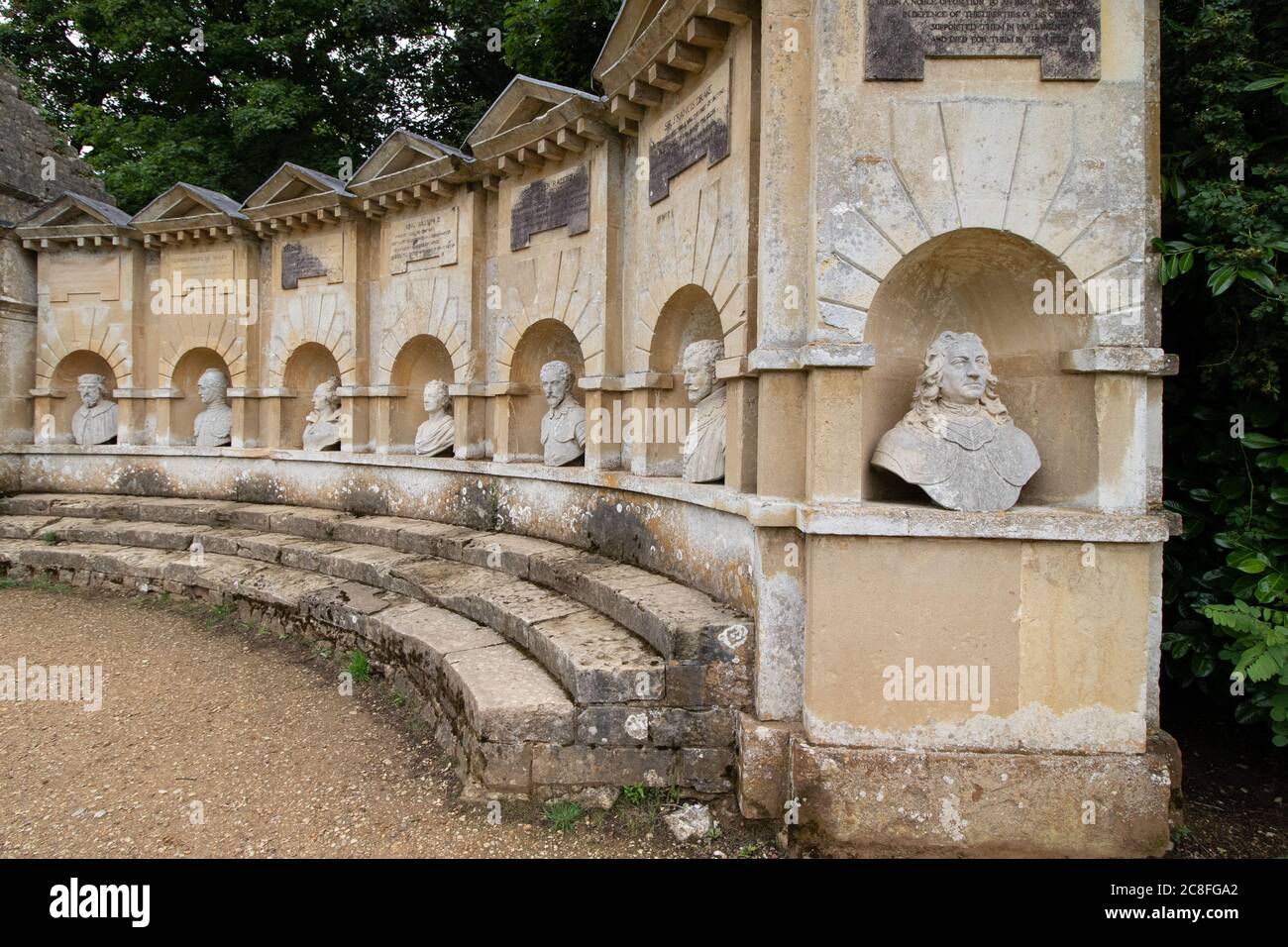 The temple of British Worthies in the gardens of Stowe country estate ...