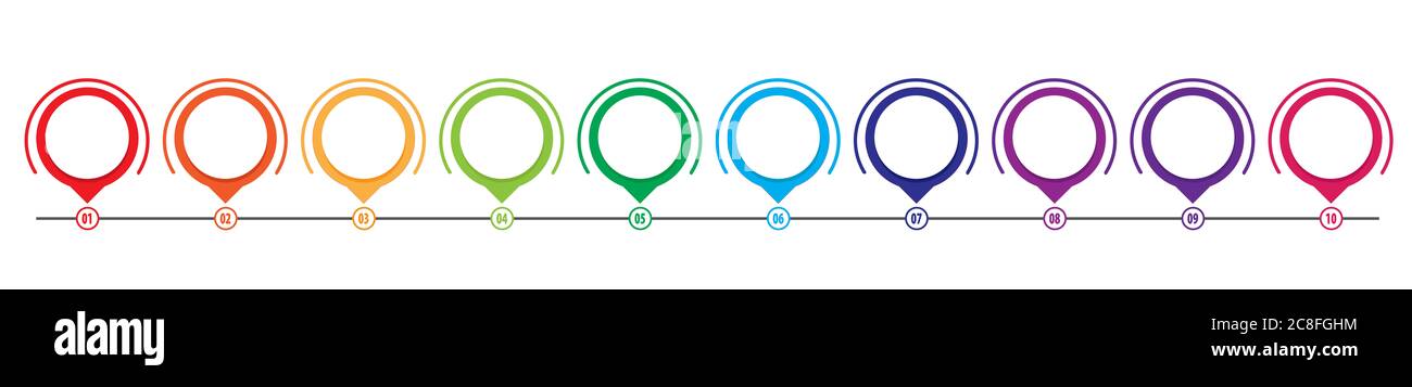 Colorful Ten Part Journey Infographic Stock Photo - Alamy