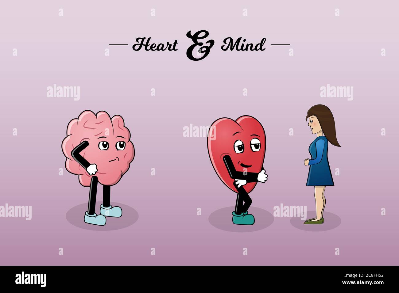 Heart is flirting with a girl while mind look suspiciously at them ...