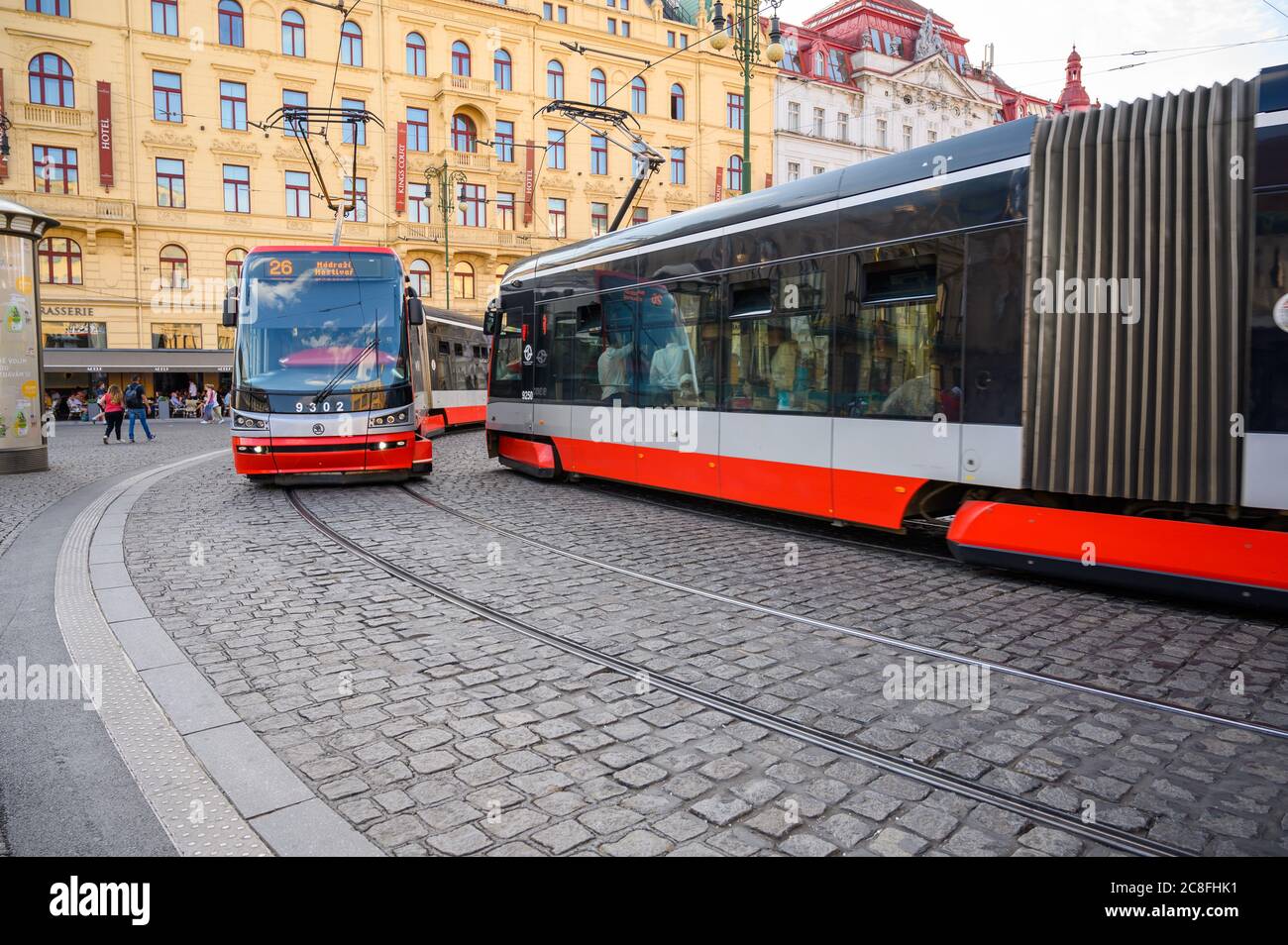 Two modern tram old streets hi-res stock photography and images - Alamy