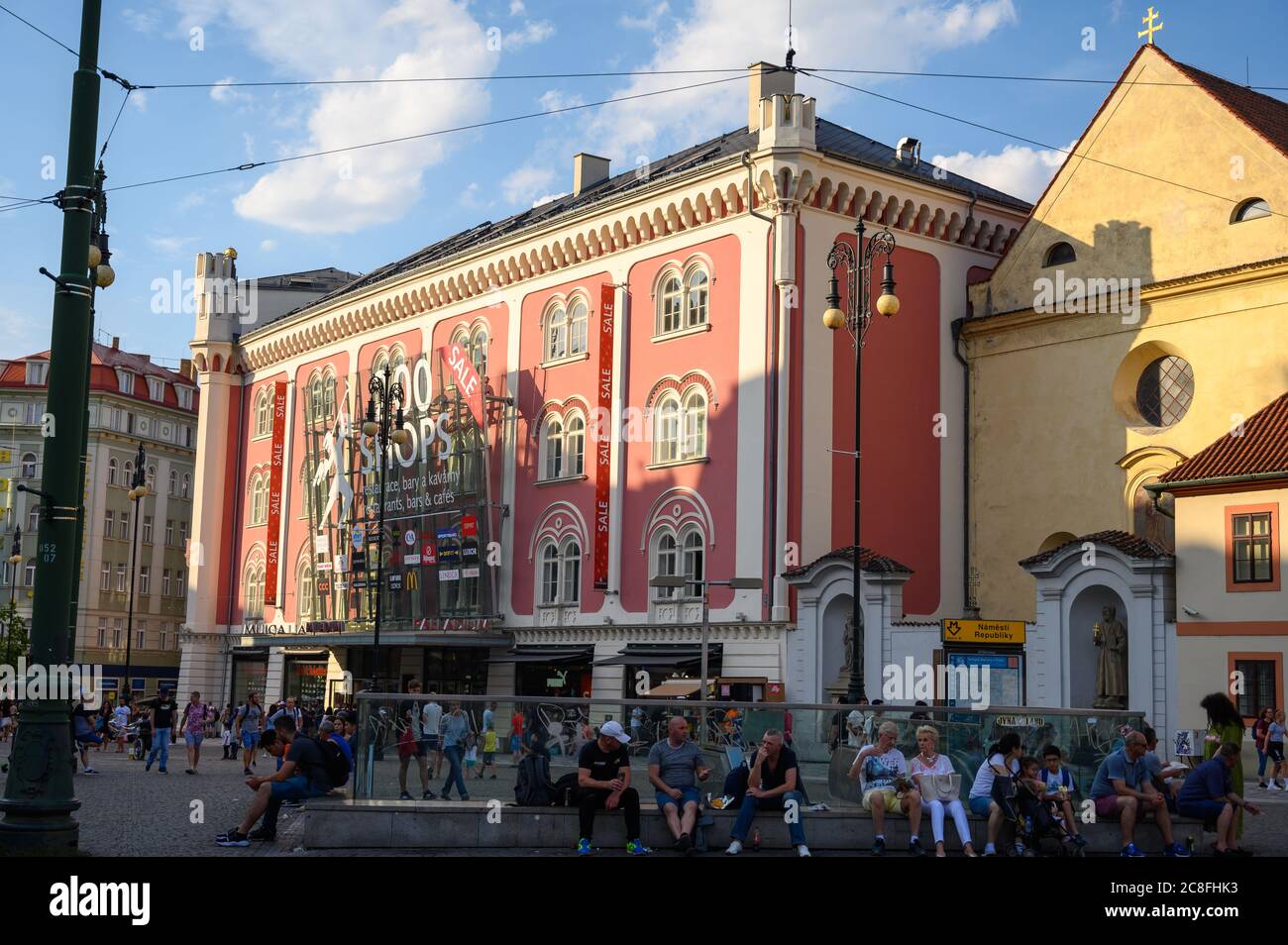 PRAGUE - JULY 20, 2019: The Palladium Shopping Mall in Republic Square ...