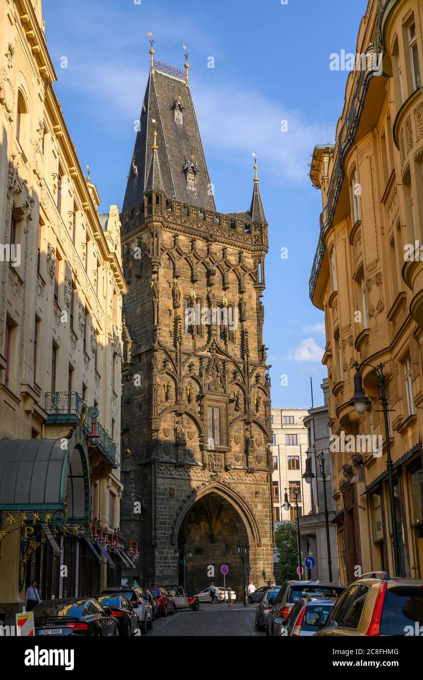 PRAGUE - JULY 20, 2019: The Powder Tower city gate, Prague, Czech ...