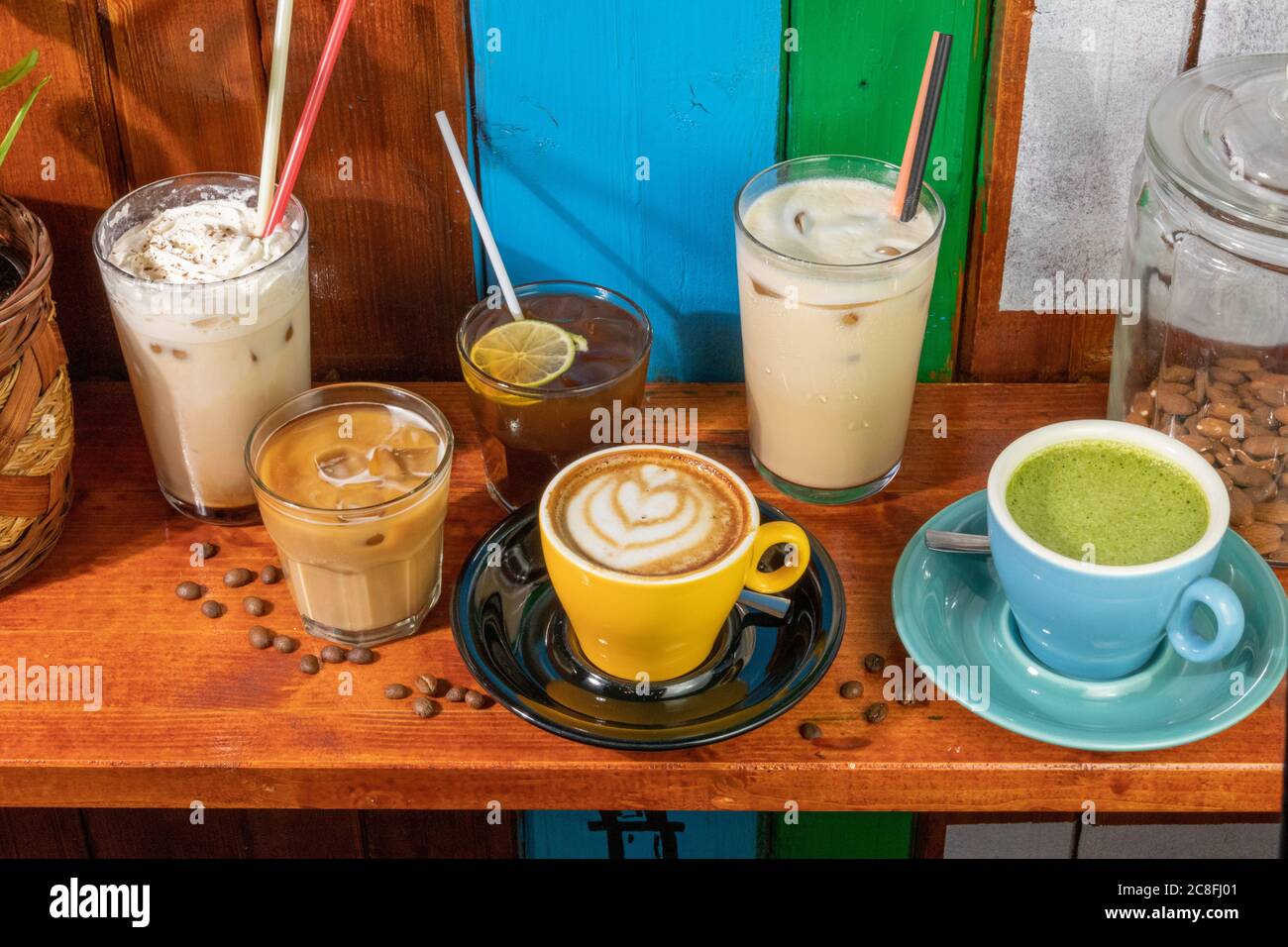 Table full of drinks Stock Photo - Alamy