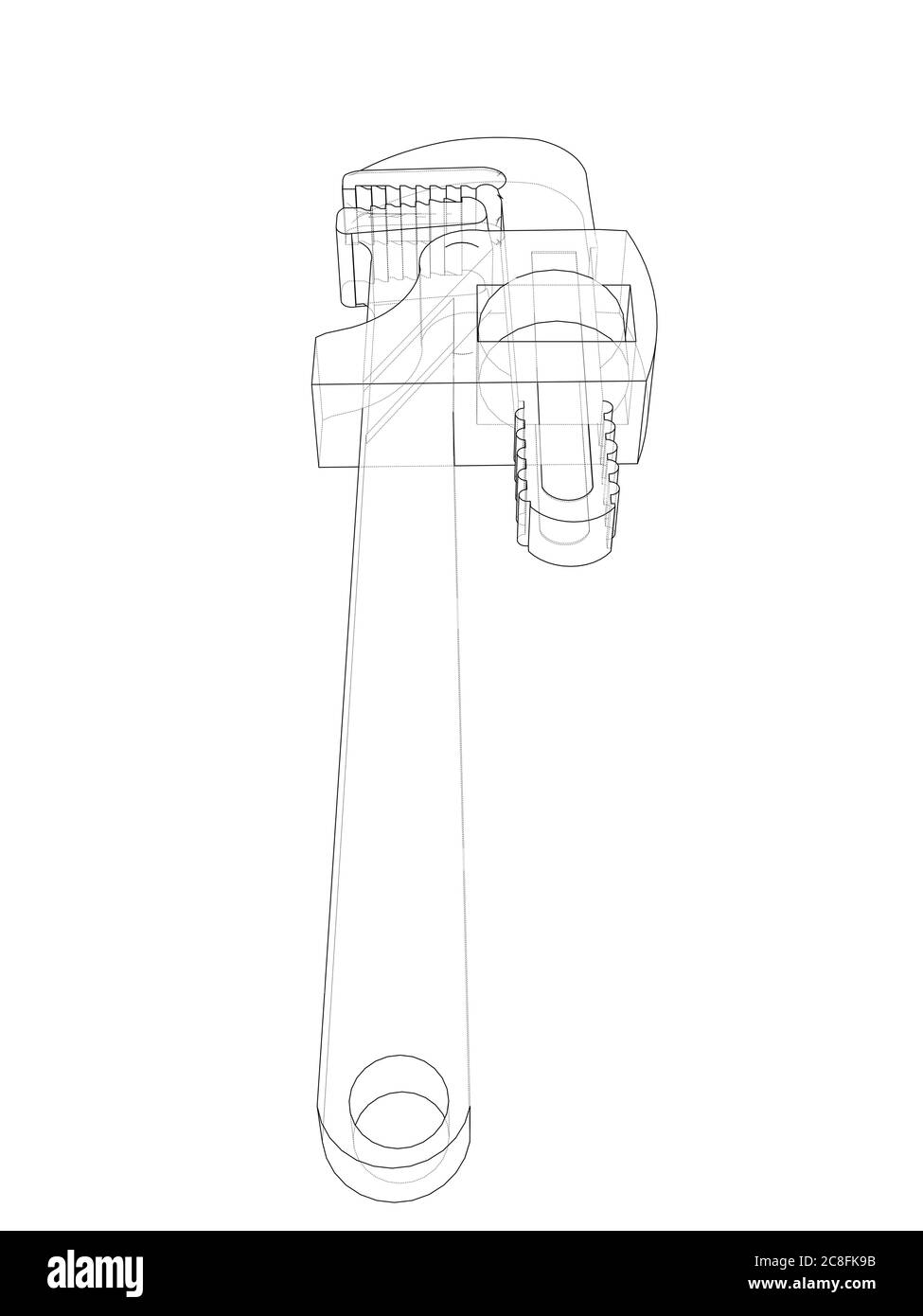 Outline adjustable wrench Stock Photo - Alamy