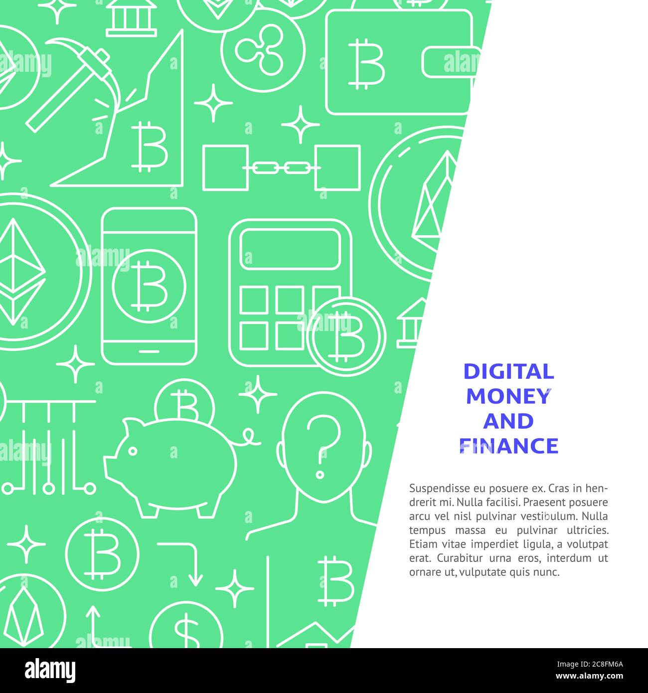 Digital money banner with place for text. Cryptocurrency poster with ...