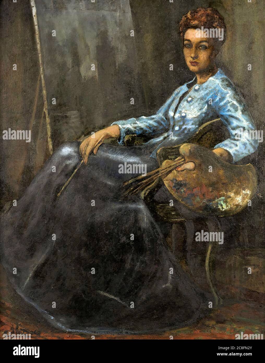 Baes Emile - Portrait De Rachel Baes - Belgian School - 19th and Early ...