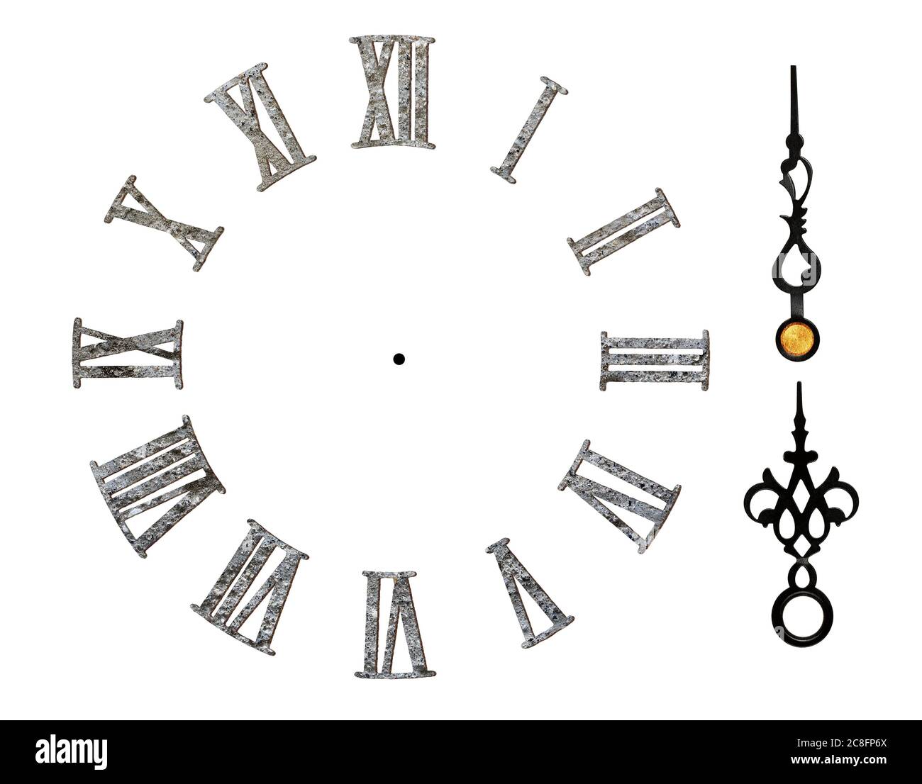 stone-textured roman clock face isolated on white Stock Photo - Alamy