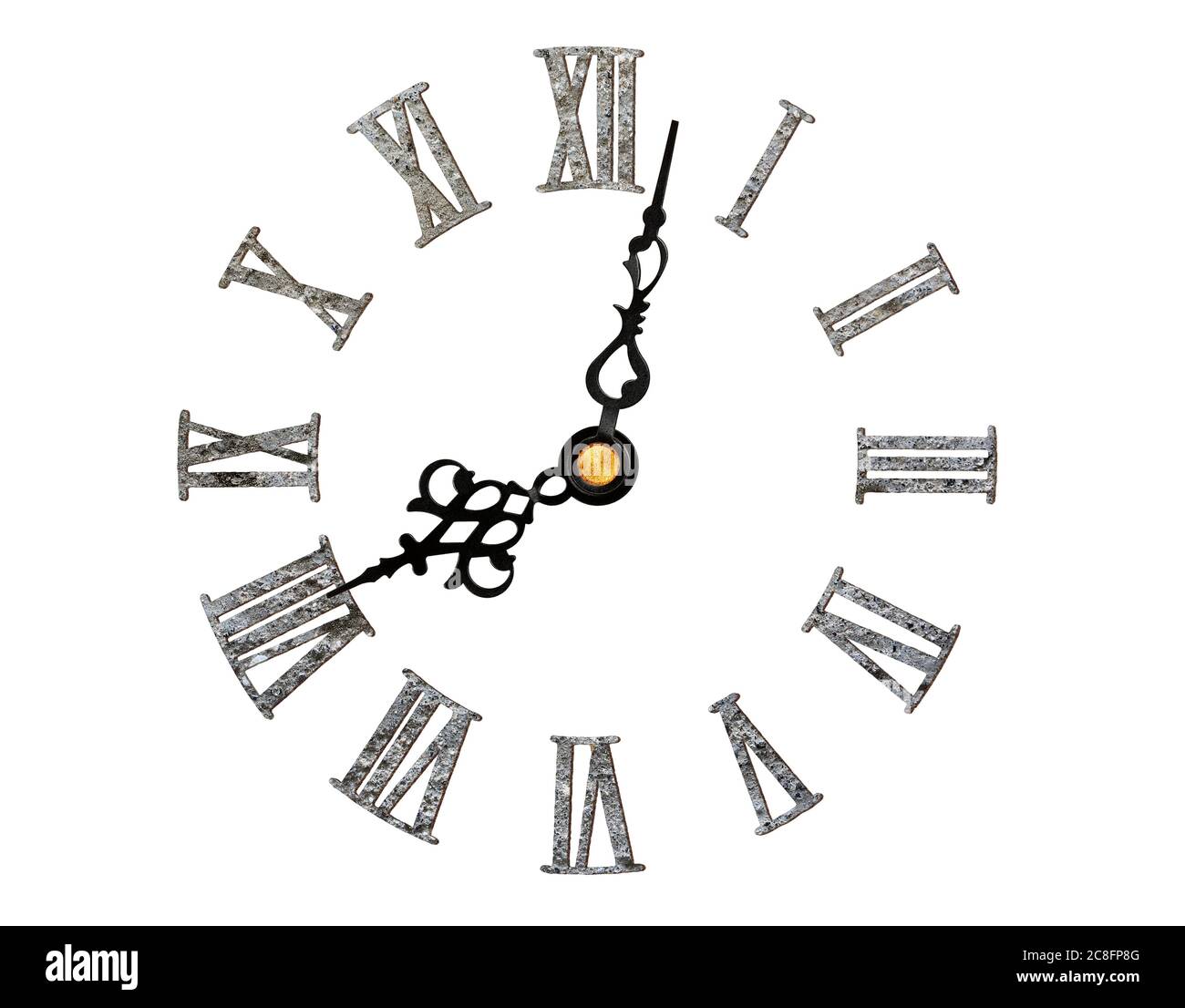 stone-textured roman clock face isolated on white Stock Photo - Alamy