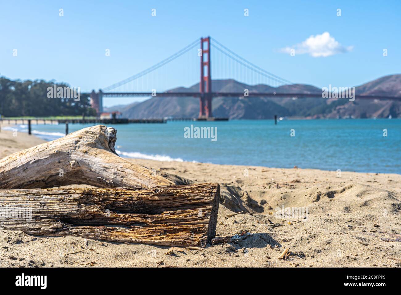 San Francisco beach with The Golden Gate bridge on the horizon Stock ...