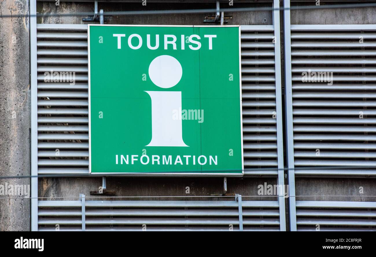 Tourist information sign on the wall of a parking garage Stock Photo ...