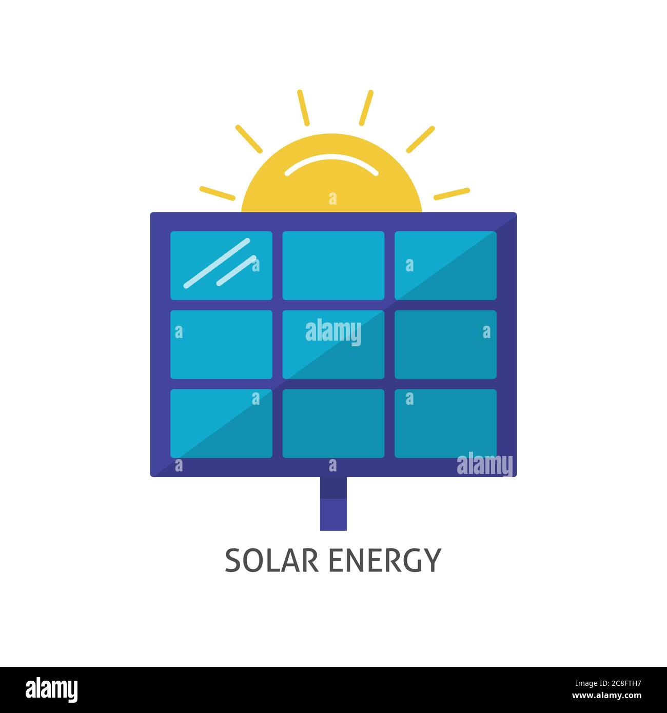 Solar panel icon in flat style. Alternative renewable energy source ...