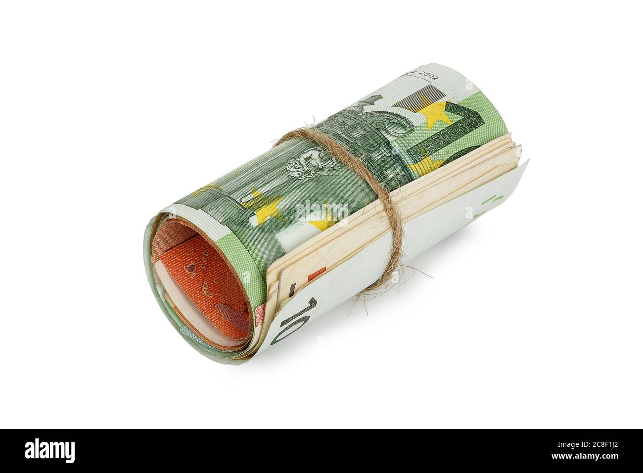 roll of euro banknotes isolated on white Stock Photo - Alamy
