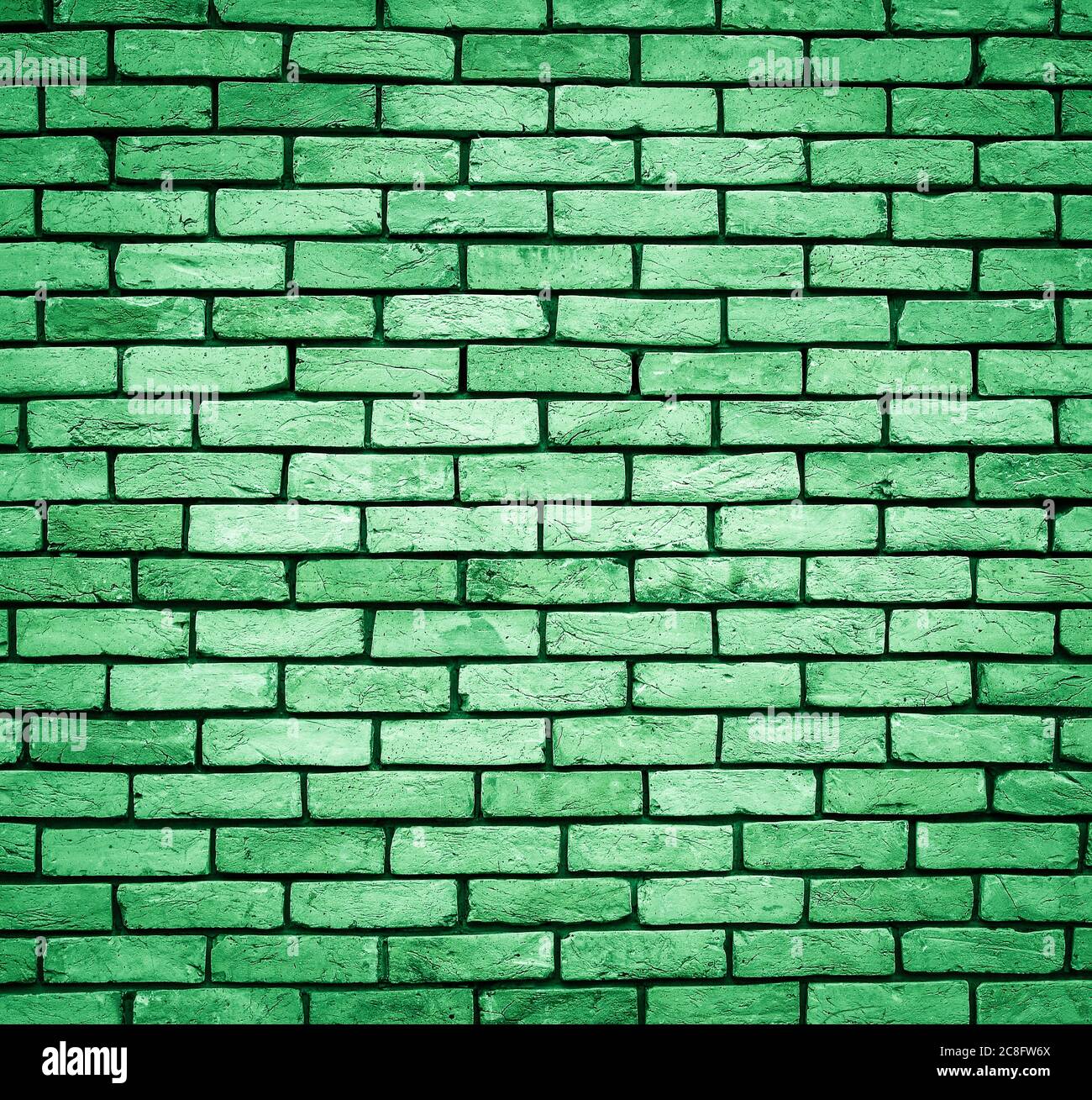 Green Brick wall texture close up. Top view. Modern brick wall ...