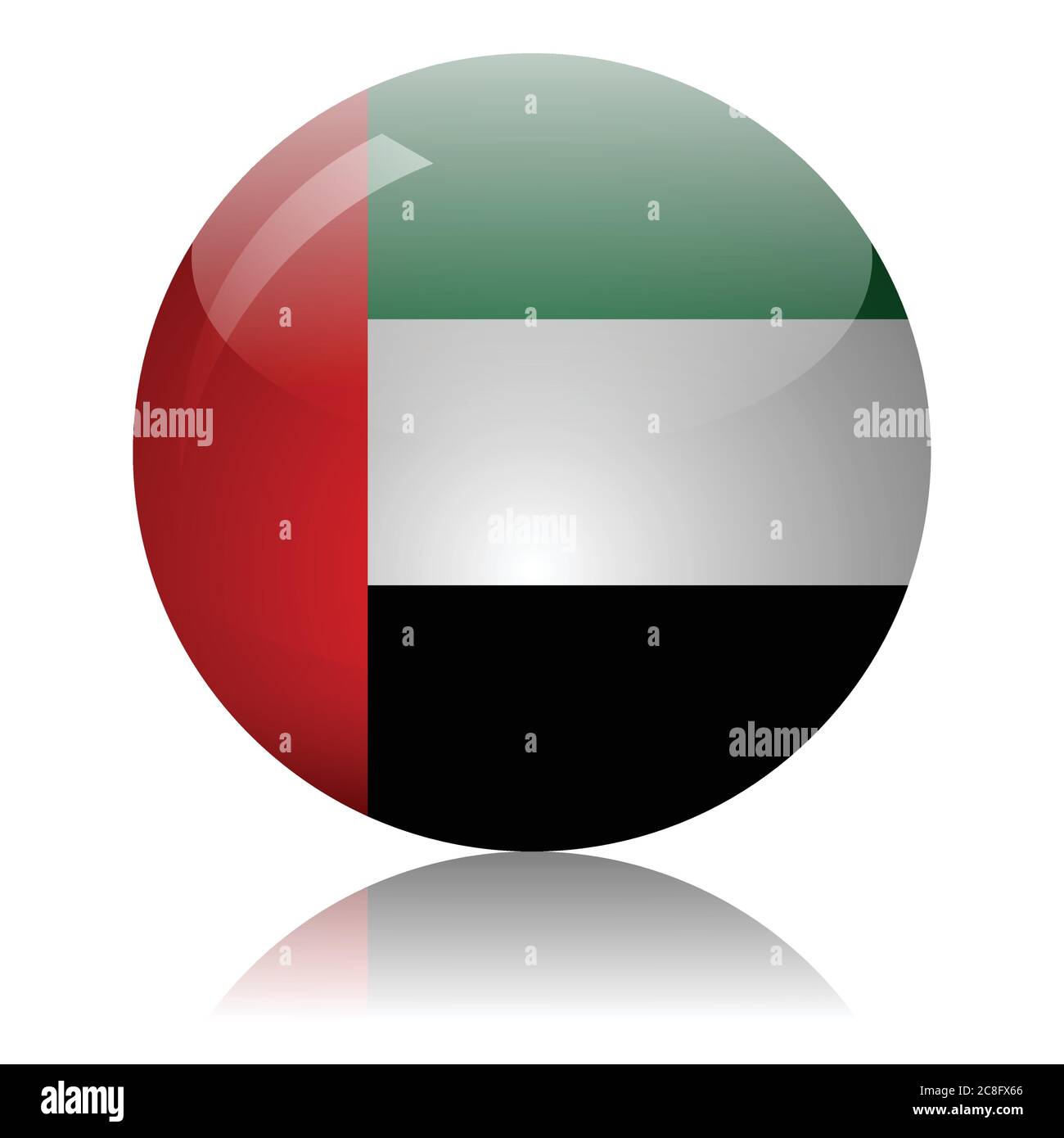 United Arab Emirates flag glass ball on light mirror surface vector ...