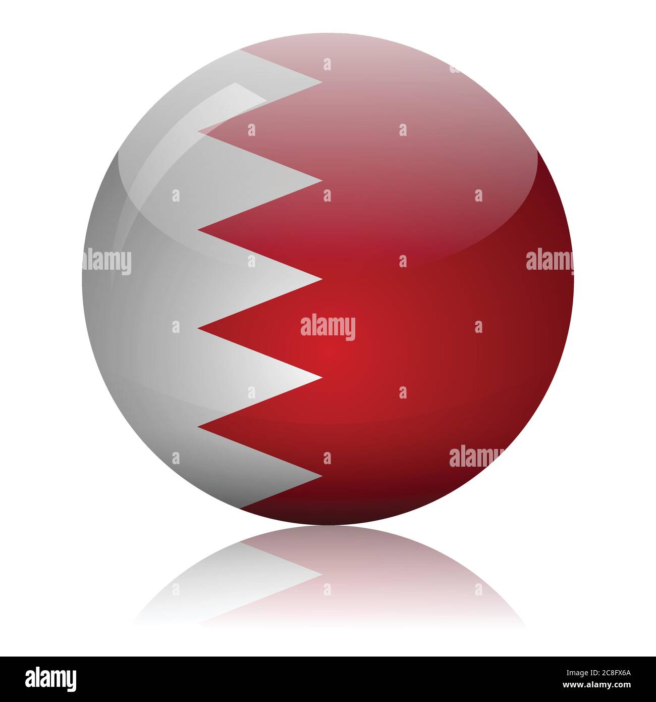 Bahrain Flag Glass Ball On Light Mirror Surface Vector Illustration
