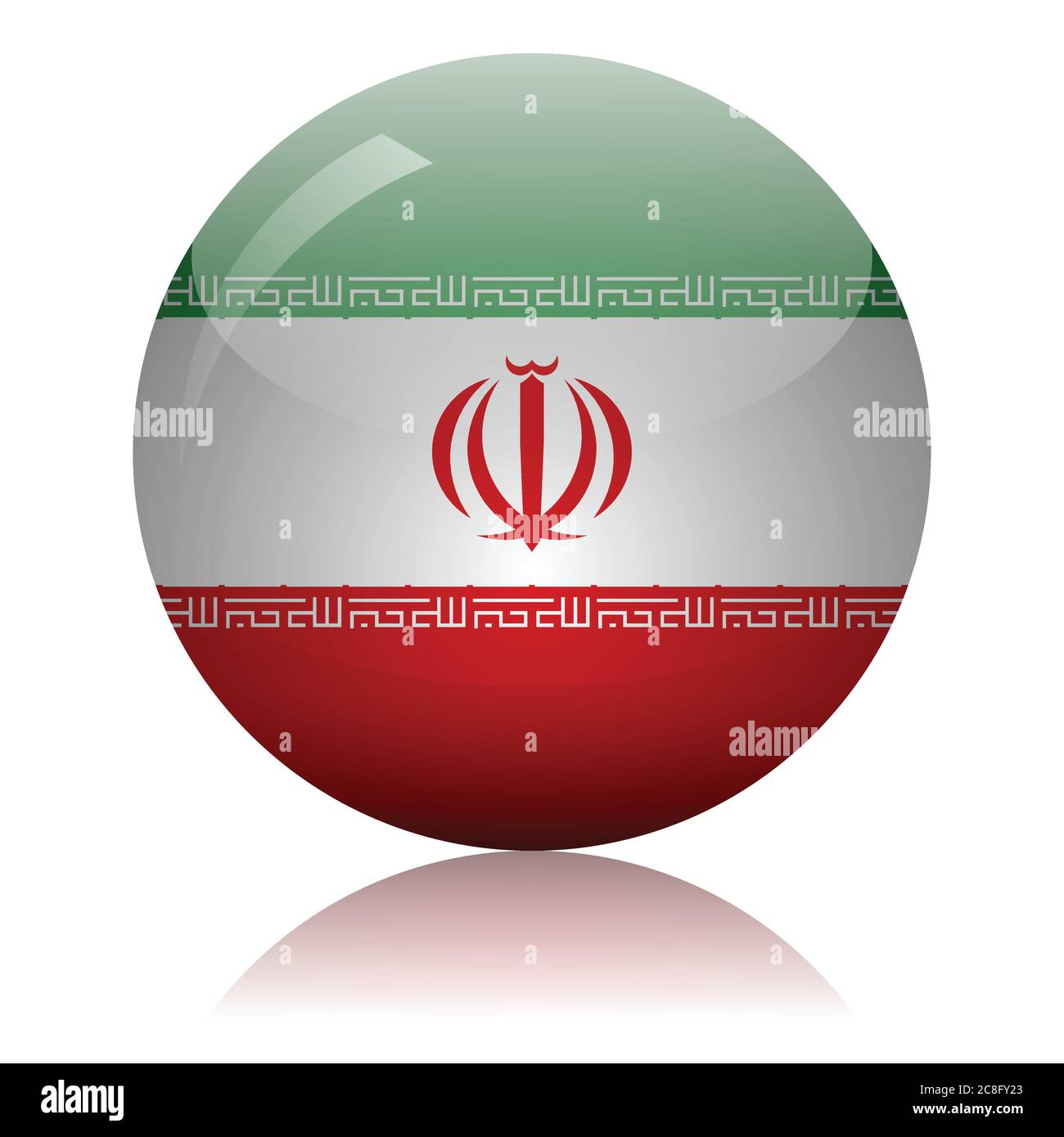 Iranian flag glass ball on light mirror surface vector illustration ...