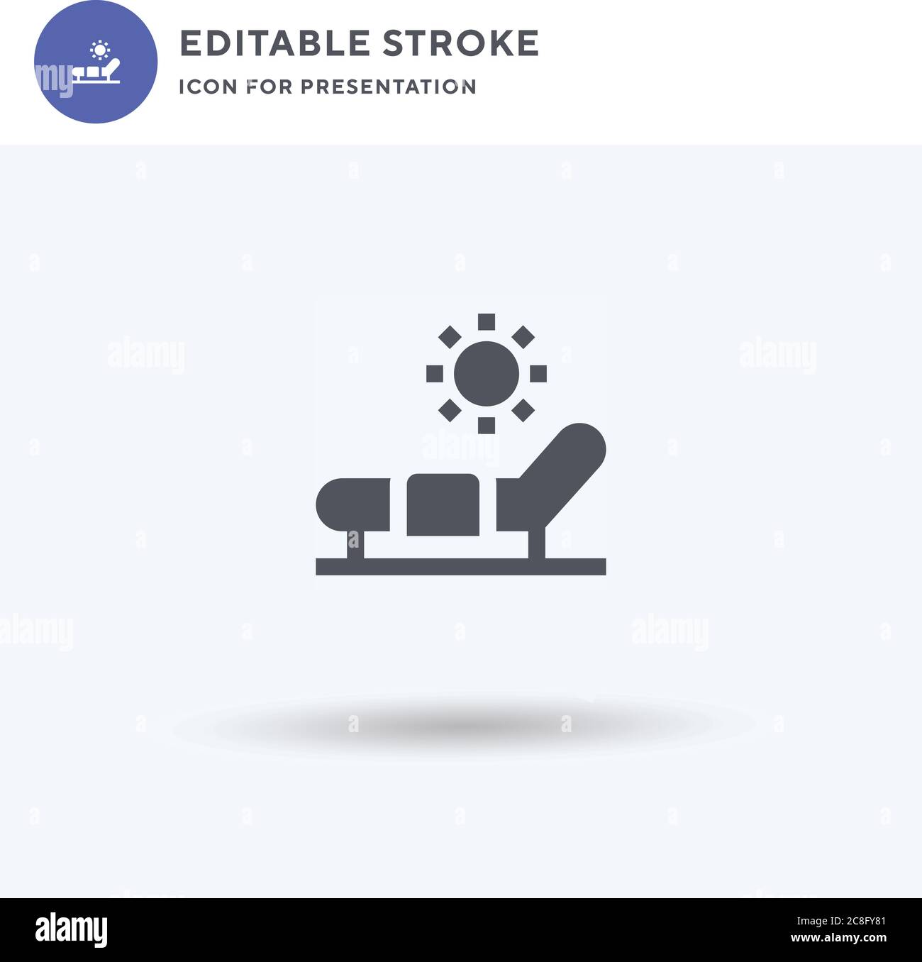 Sunbed icon vector, filled flat sign, solid pictogram isolated on white ...