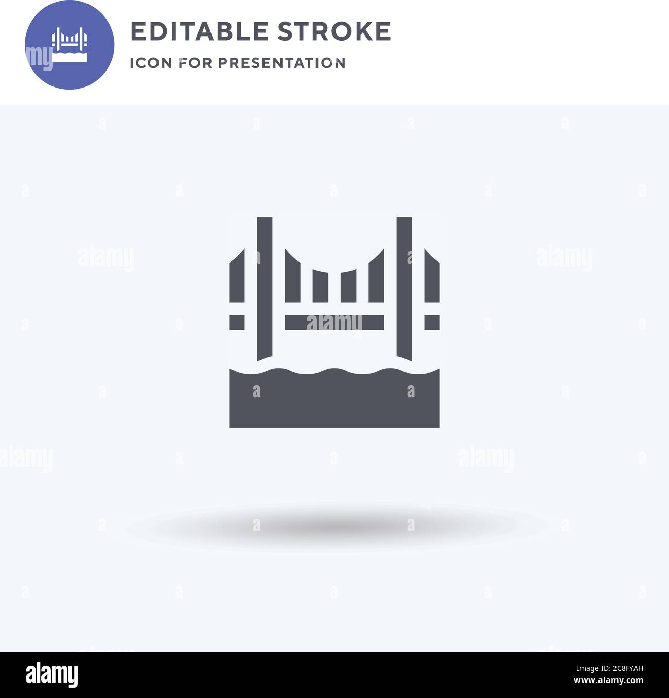 Bridge icon vector, filled flat sign, solid pictogram isolated on white ...