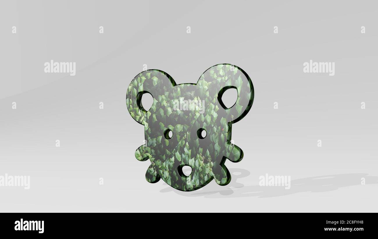 rat casting shadow with two lights. 3D illustration of metallic ...