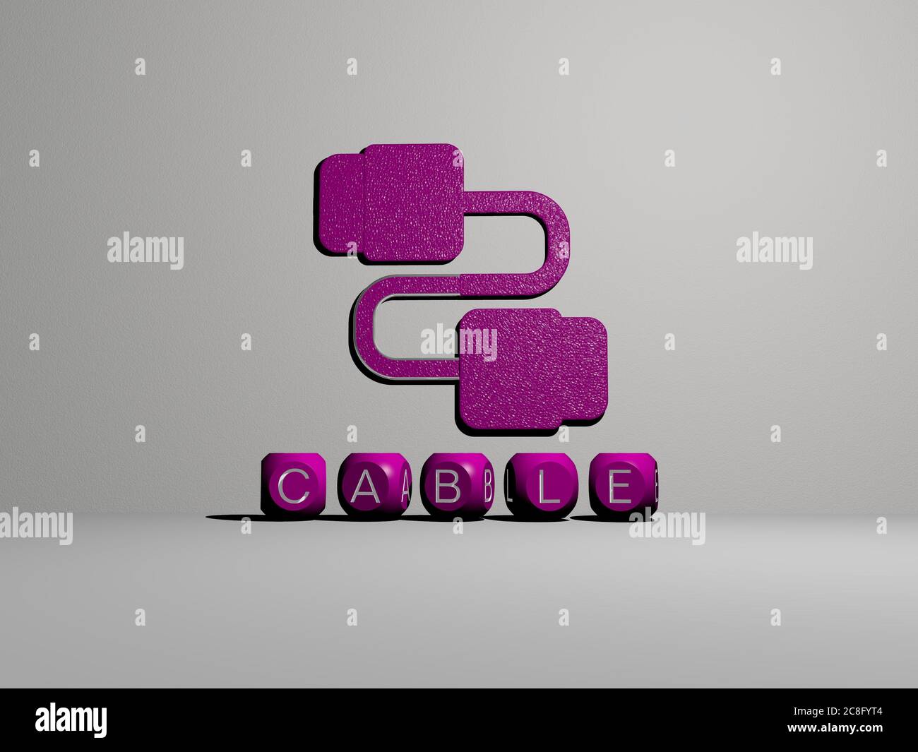3D illustration of CABLE graphics and text made by metallic dice ...