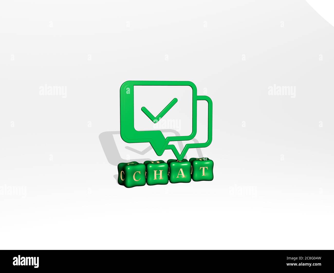3D representation of CHAT with icon on the wall and text arranged by ...