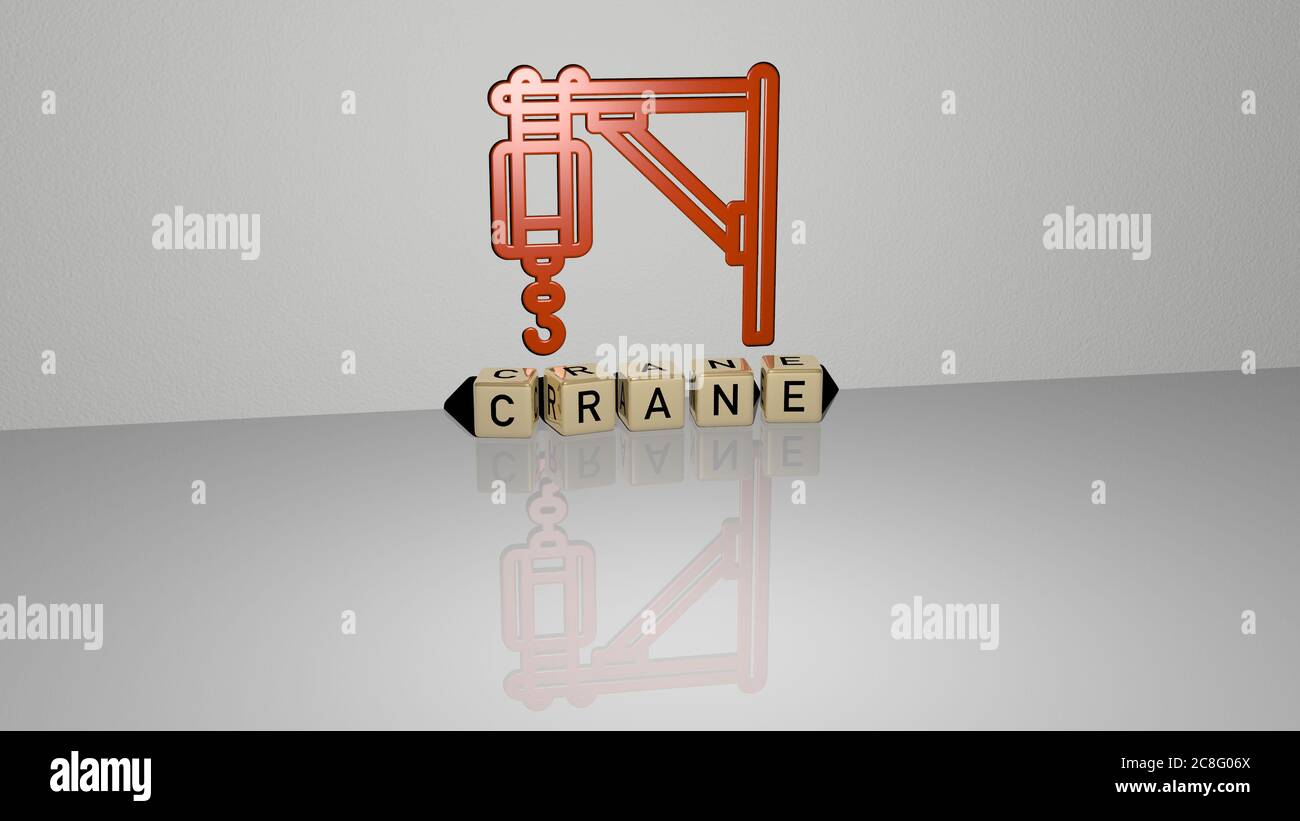 3D representation of CRANE with icon on the wall and text arranged by ...