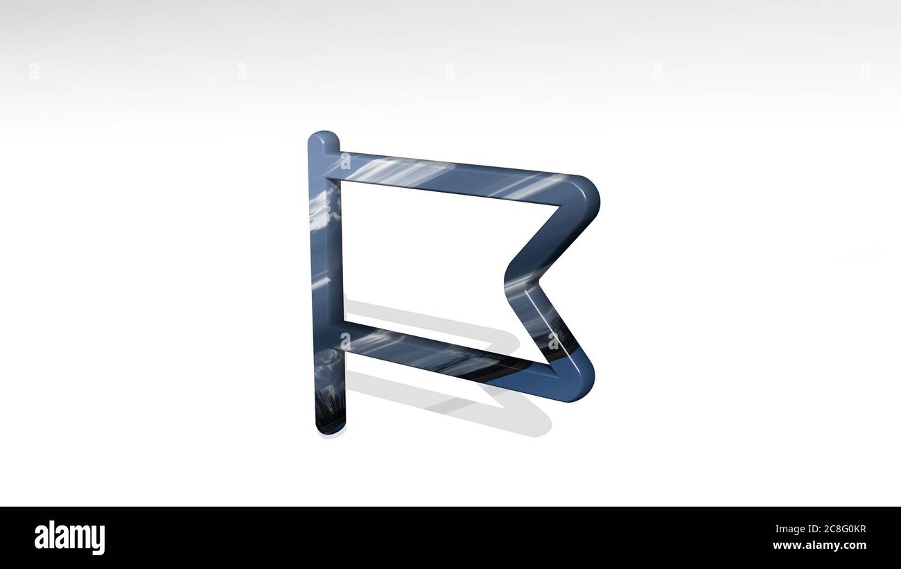 FLAG casting shadow with two lights. 3D illustration of metallic ...