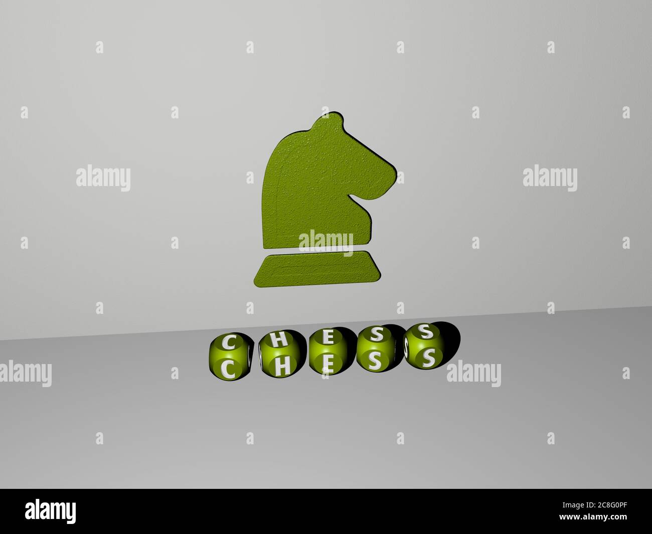 3D representation of CHESS with icon on the wall and text arranged by ...