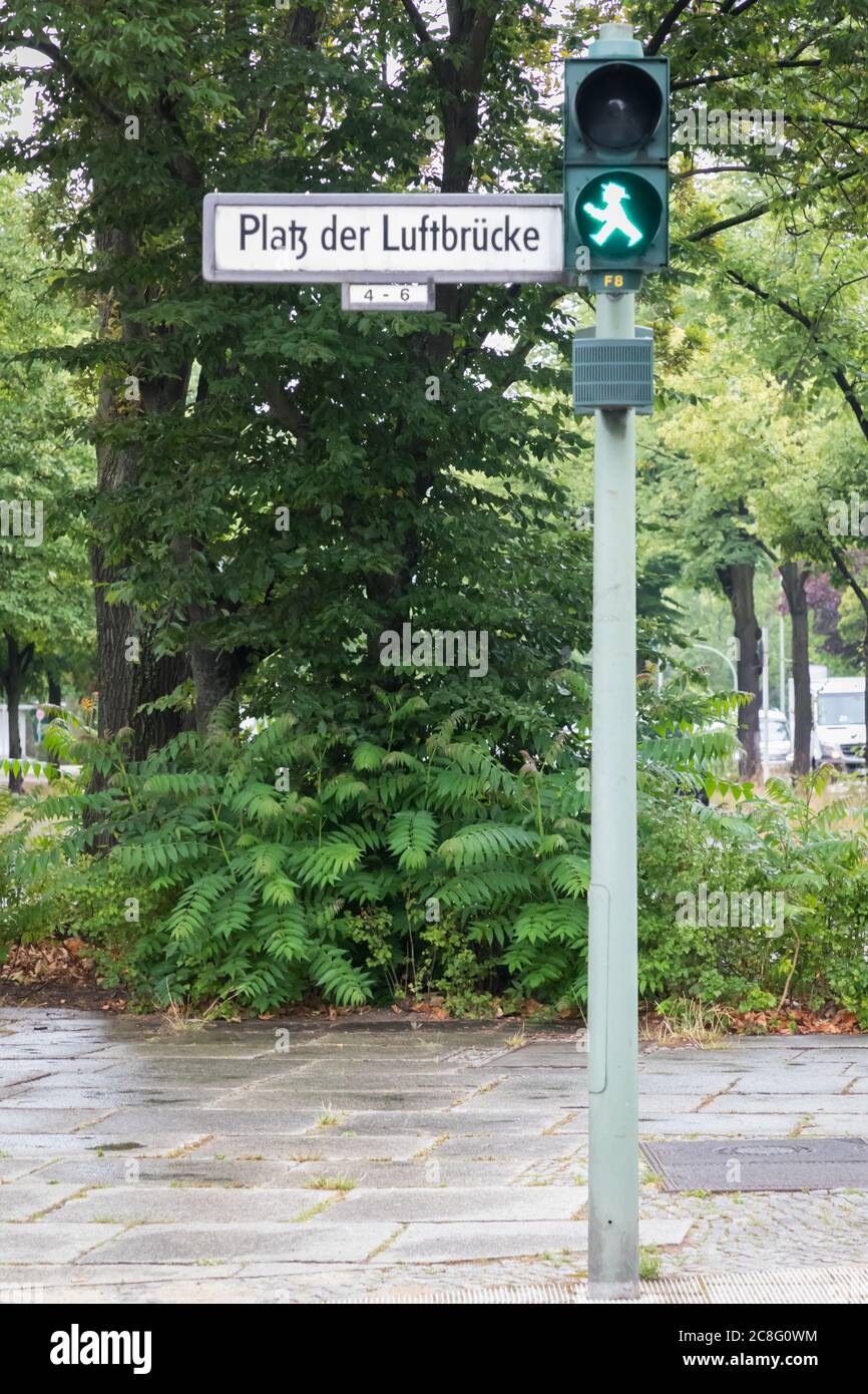 Green Ampelmännchen at Platz der Luftbrücke in Berlin Stock Photo - Alamy