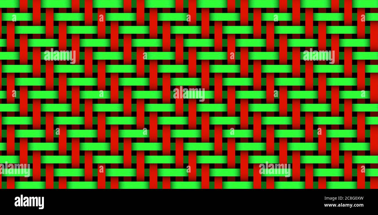 Red green checkered wicker background. Bright braided pattern ...