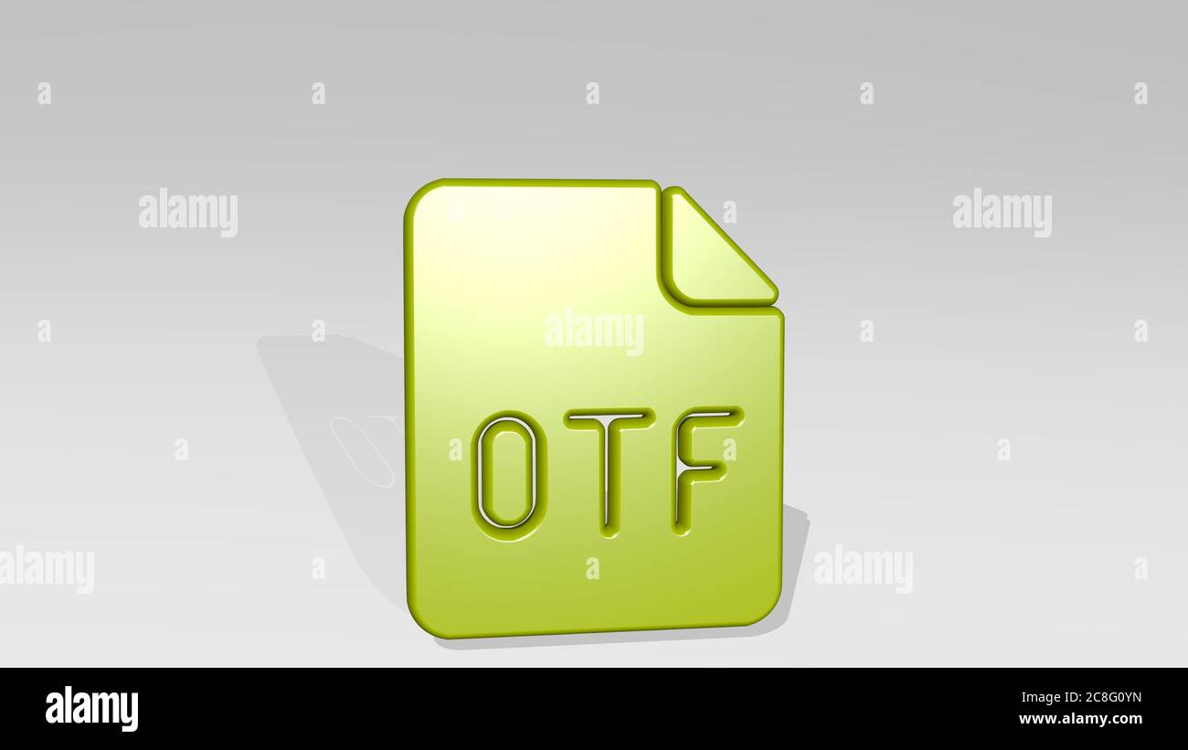 design file otf stand with shadow. 3D illustration of metallic ...