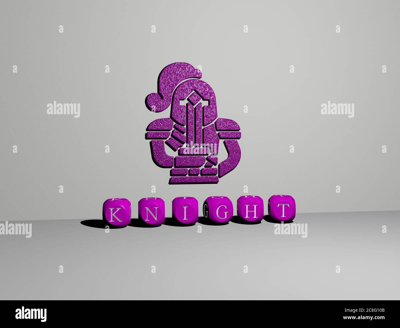 3D representation of knight with icon on the wall and text arranged by ...