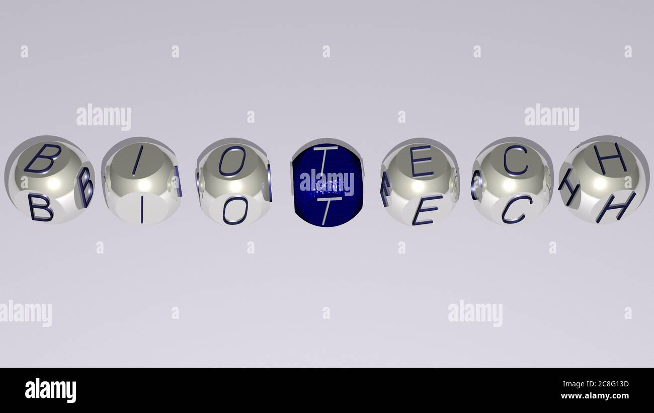 combination of BIOTECH built by cubic letters from the top perspective ...