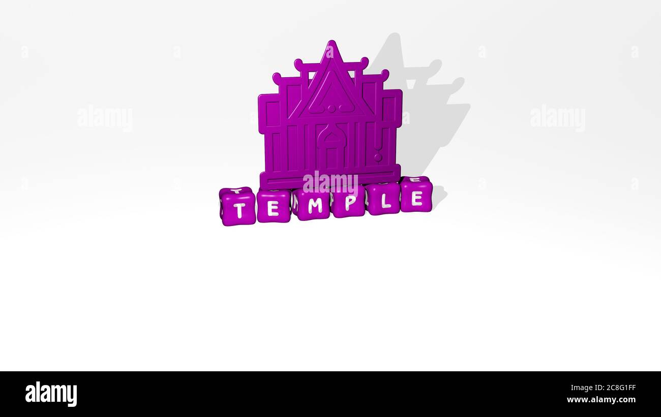 3D representation of TEMPLE with icon on the wall and text arranged by ...