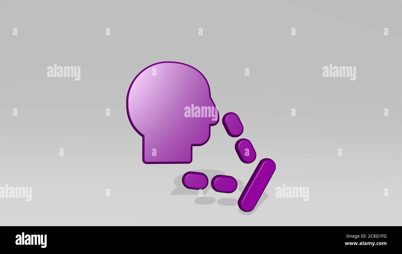 face id scan stand with shadow. 3D illustration of metallic sculpture ...