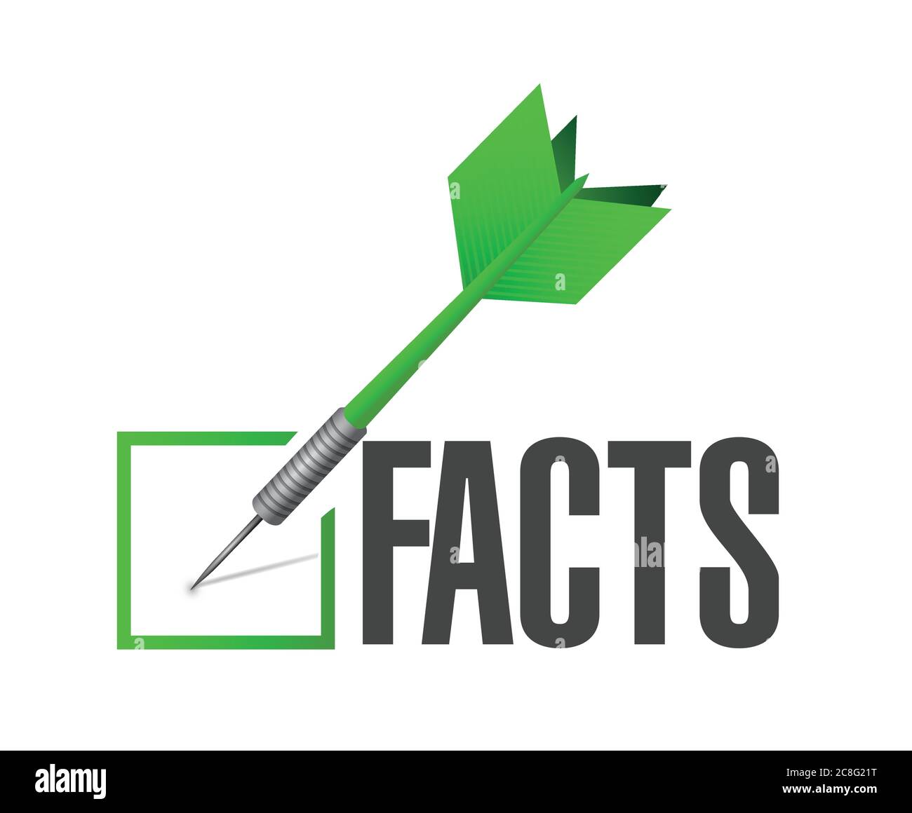 Facts dart illustration check mark illustration design over a white ...